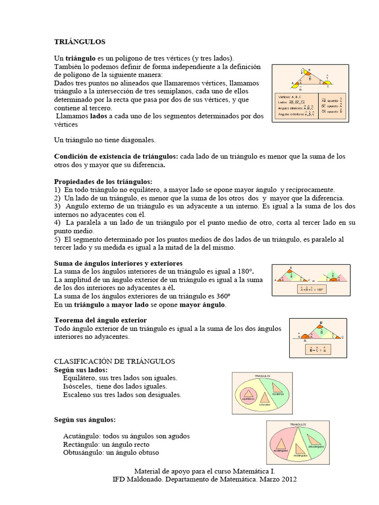 Propiedades y Clasificación de Triángulos | PDF | Triángulo | Geometría ...