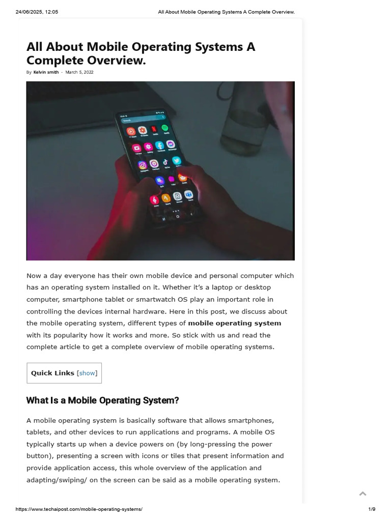 All About Mobile Operating Systems A Complete Overview | PDF | Android (Operating System ...