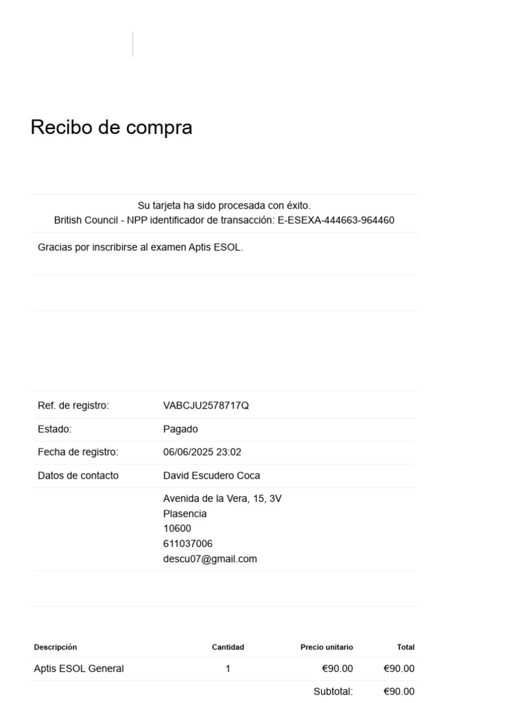 ESP - Valladolid Junio 2025 Aptis ESOL | PDF