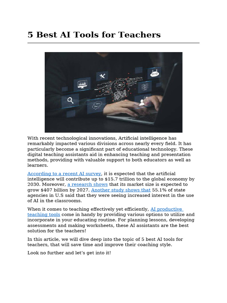 5 Best AI Tools For Teachers | PDF | Artificial Intelligence ...