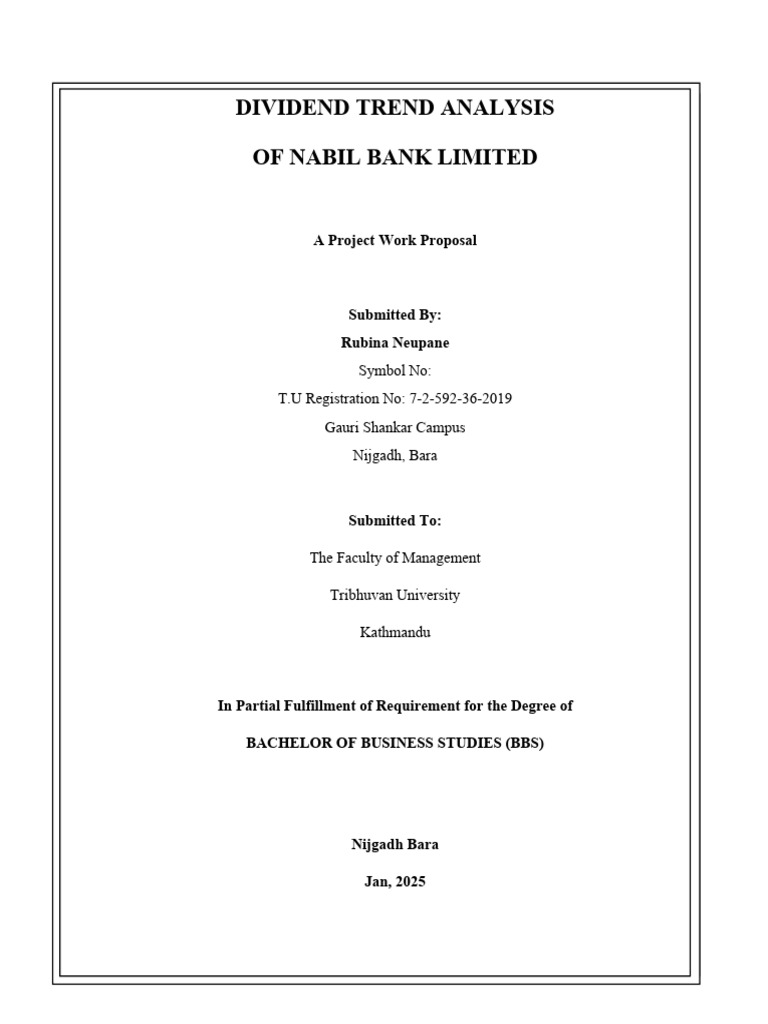 Proposal On Trend Analysis of Nabil Bank LTD | PDF | Dividend | Stocks