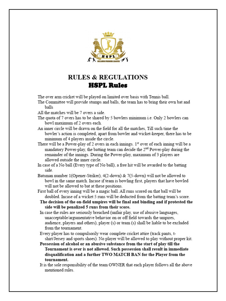 HSPL Rules | PDF