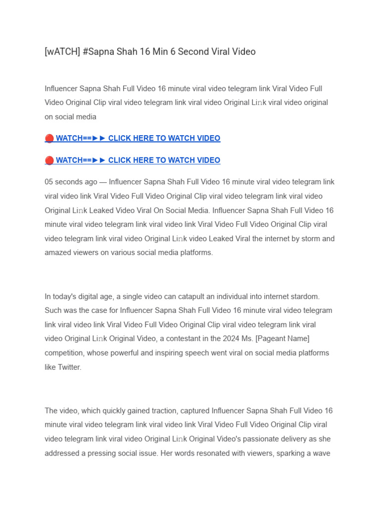 Influencer Sapna Shah Full Video 16 Minute Goes Viral | PDF | Viral Video | Web 2.0