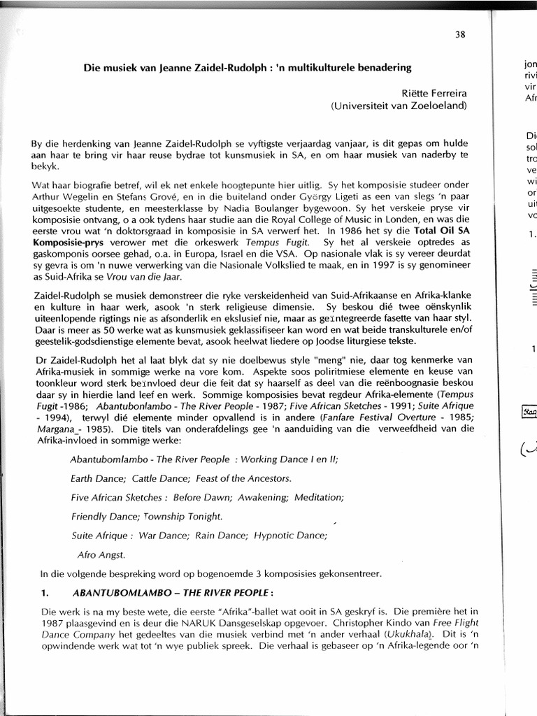 Riëtte Ferreira - Die Musiek Van Jeanne Zaidel-Rudolph - 'N ...