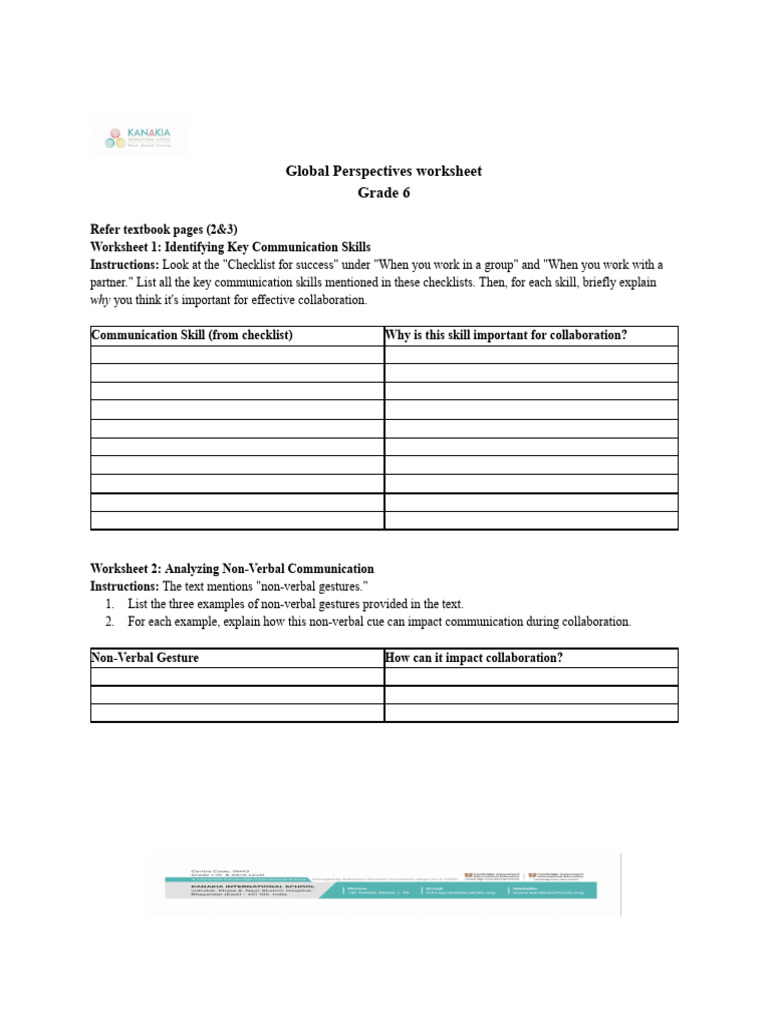 Effective Communication Skills Worksheet | PDF
