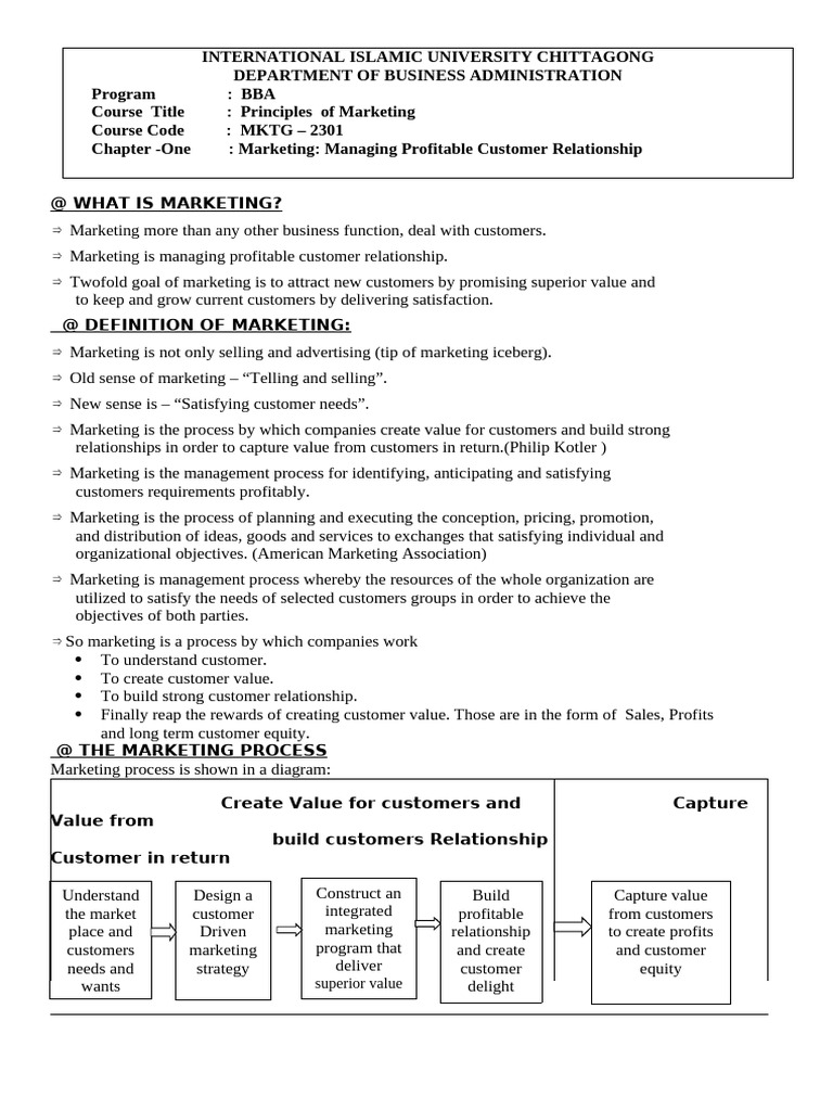Principles of Marketing Overview | PDF | Marketing | Customer ...
