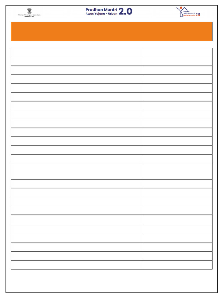 PMAY-U 2.0 Beneficiary Application Form | PDF