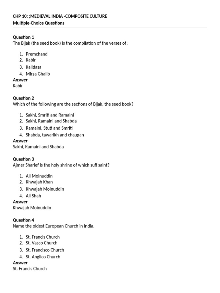 CHP 10 Composite Culture | PDF | Sufism | Bhakti Movement