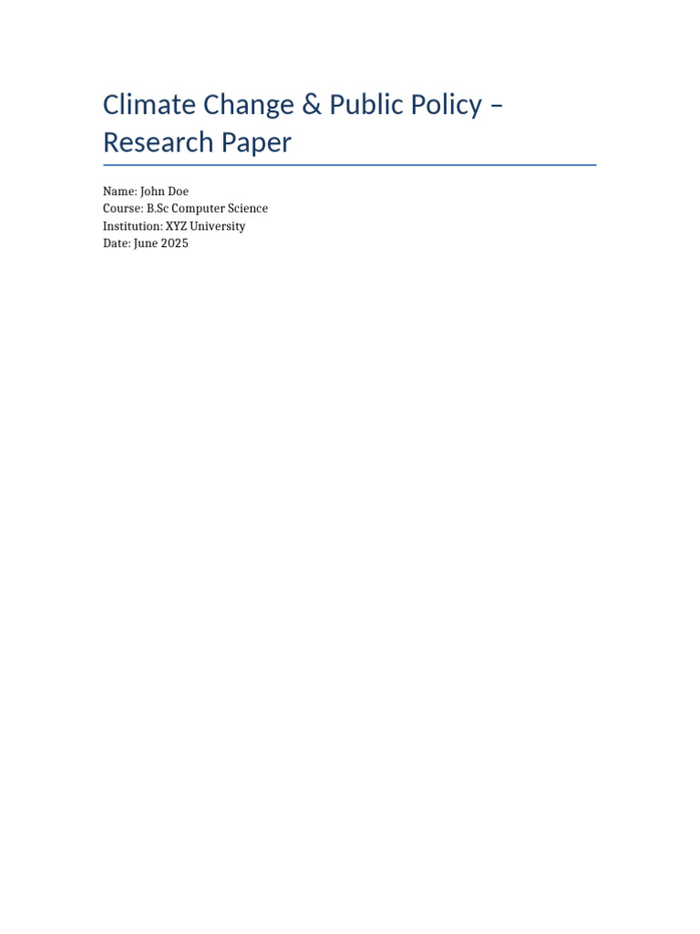 Climate Change Policy Research Paper | PDF
