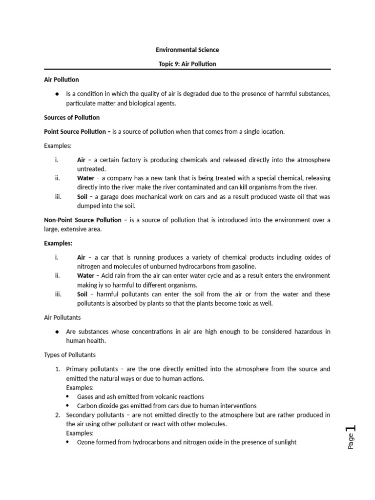 Environmental Scienc1 Topic 9 Air Population | PDF | Chlorofluorocarbon ...
