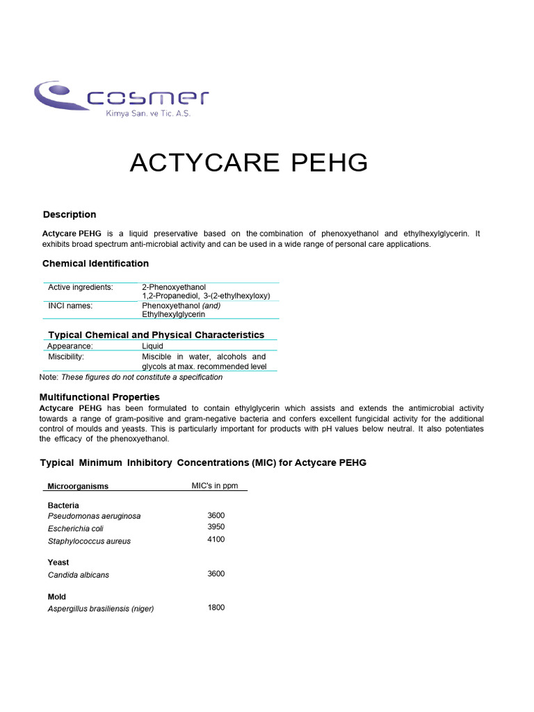 Actycare PEHG: Antimicrobial Preservative | PDF | Antimicrobial ...