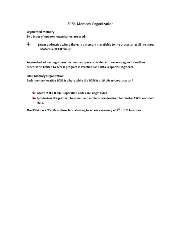 8086 Memory Organization | PDF | Electronics | Computer Hardware