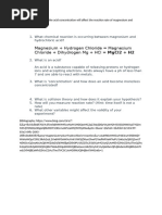 Magnesium HCL Experiment Notes | PDF