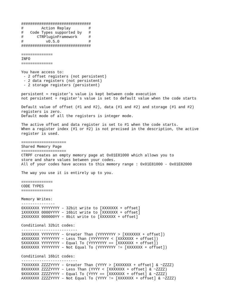 Action Replay Code Types | PDF | Integer (Computer Science) | Computer Programming