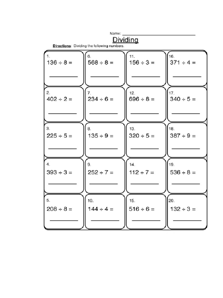 Mental Math Division of 3 Digit by 1-Digit | PDF