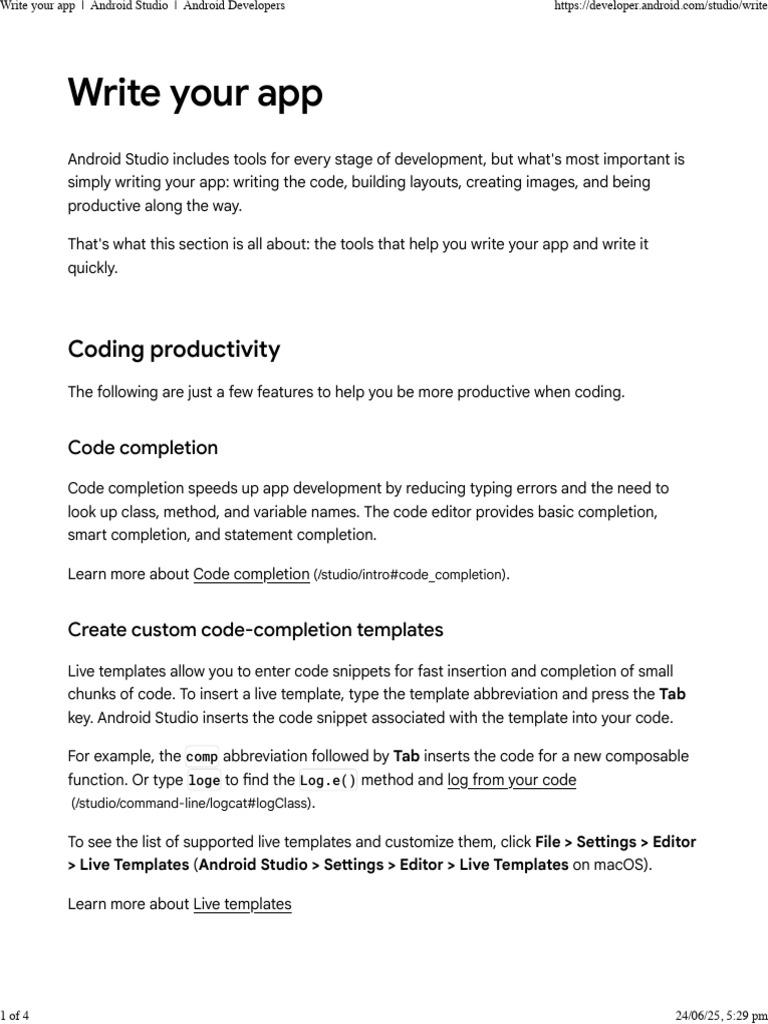 Write Your App - Android Studio - Android Developers | PDF | Android (Operating System) | Icon ...