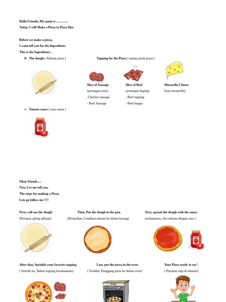 Procedure Text Make a Pizza | PDF
