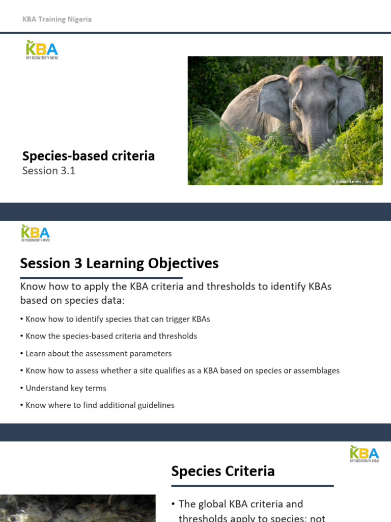 KBA Training Session 3 - Part 1 | PDF | Species | Biodiversity