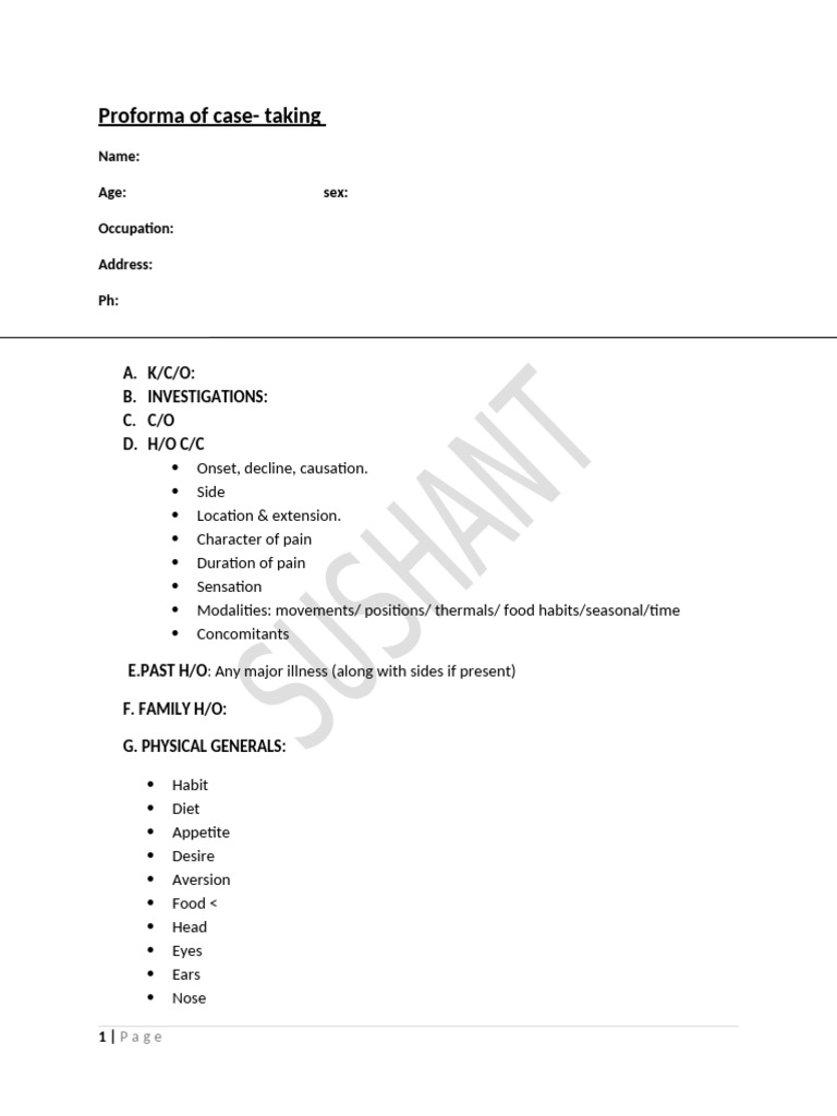 Proforma of Case-1 It Consists of The Perform of The Case | PDF ...
