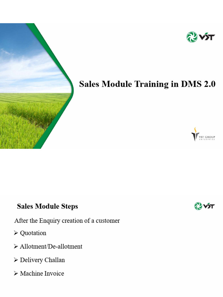 DMS 2.0 Sales Module Training Guide | PDF | Invoice | Computing