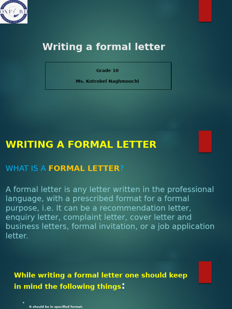 Writing A Formal Letter | PDF | Ellipsis | Linguistics