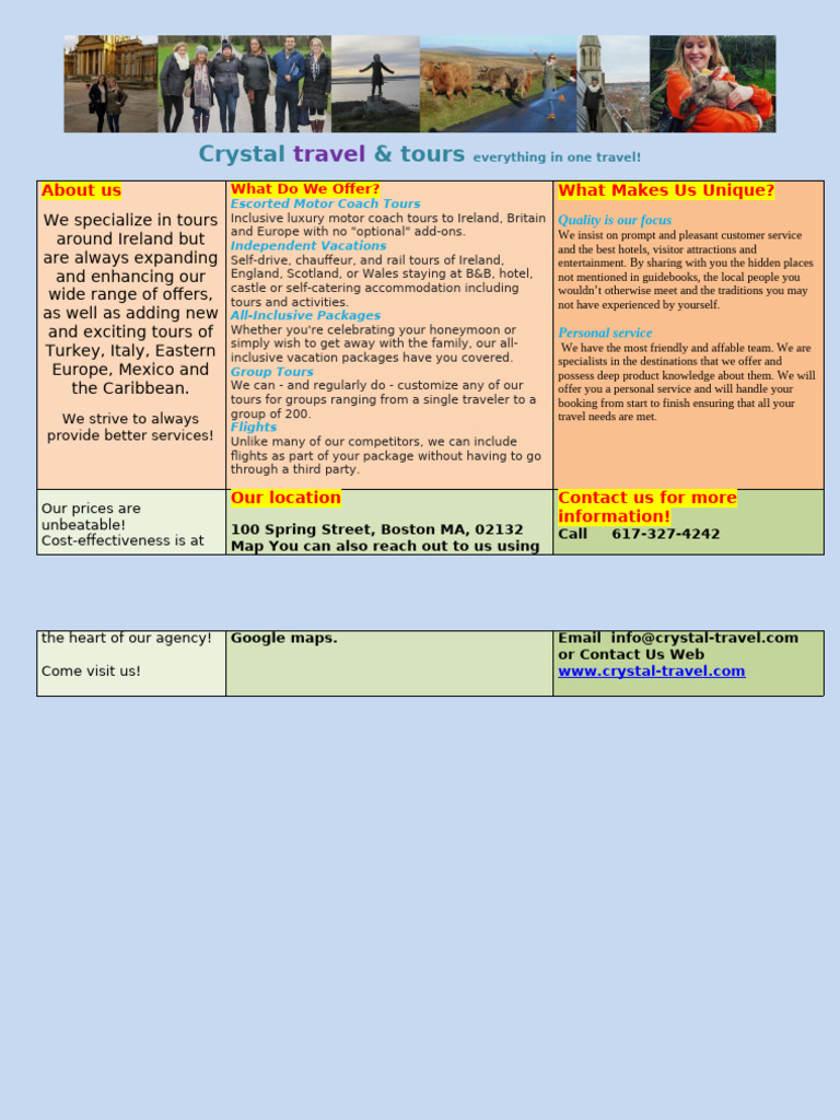 Crystal Travel & Tours Overview | PDF