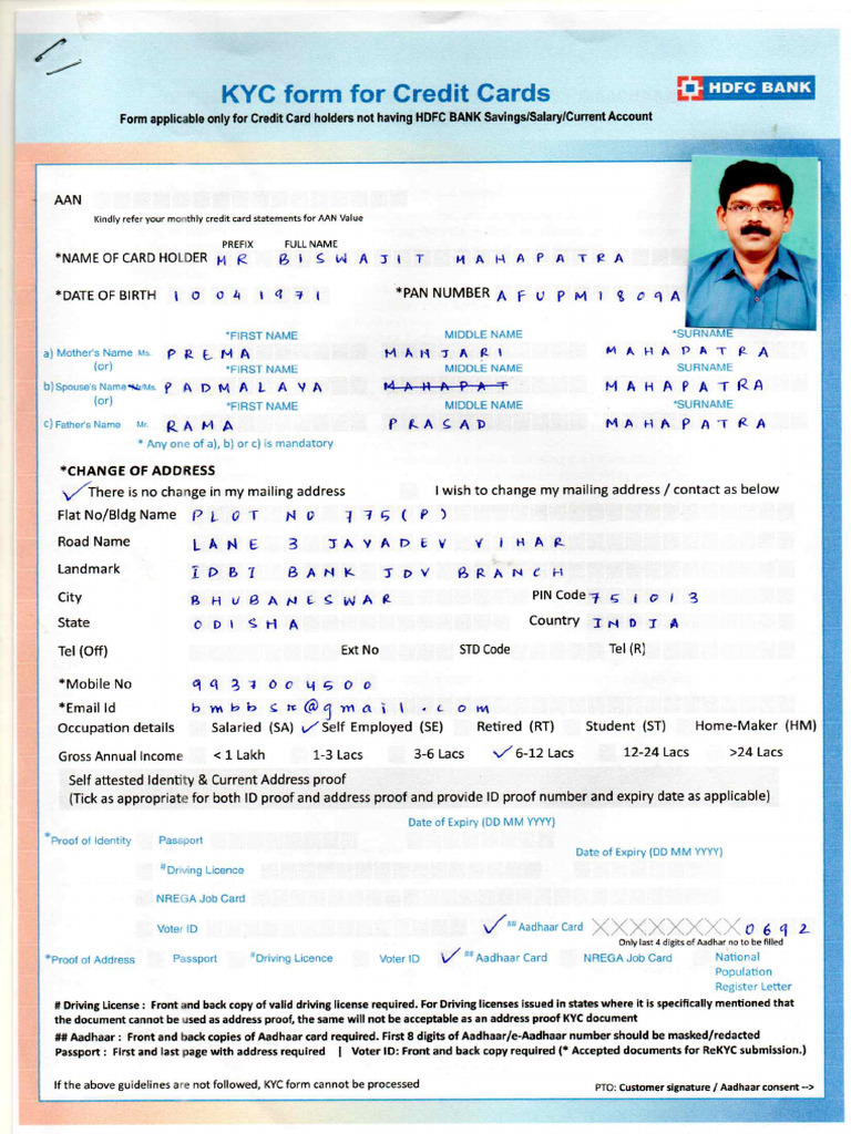 HDFC Re-Kyc Form | PDF