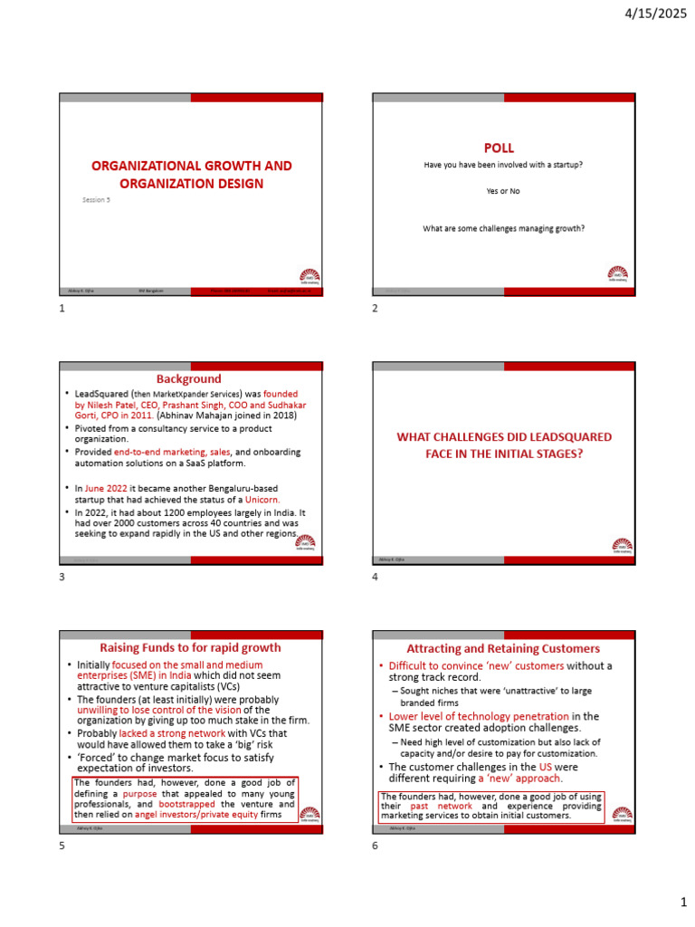 Session 5 Organizational Growth | PDF | Venture Capital | Corporate Finance