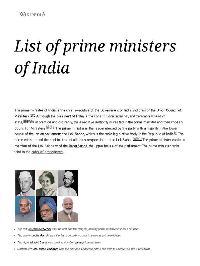 Prime Ministers of India Overview | PDF | Indian National Congress ...
