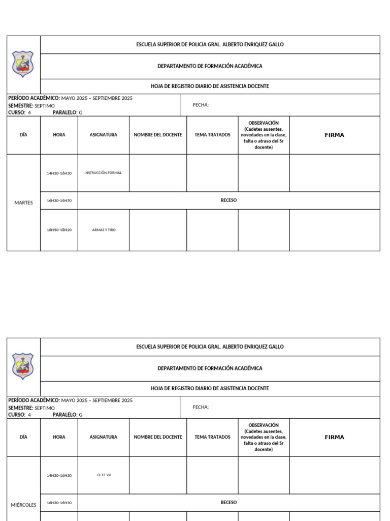 Hojas Eje Policial | PDF