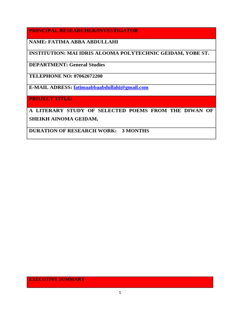 Research Template Fatima Abba Abdullahi | PDF | Poetry | Literary Criticism