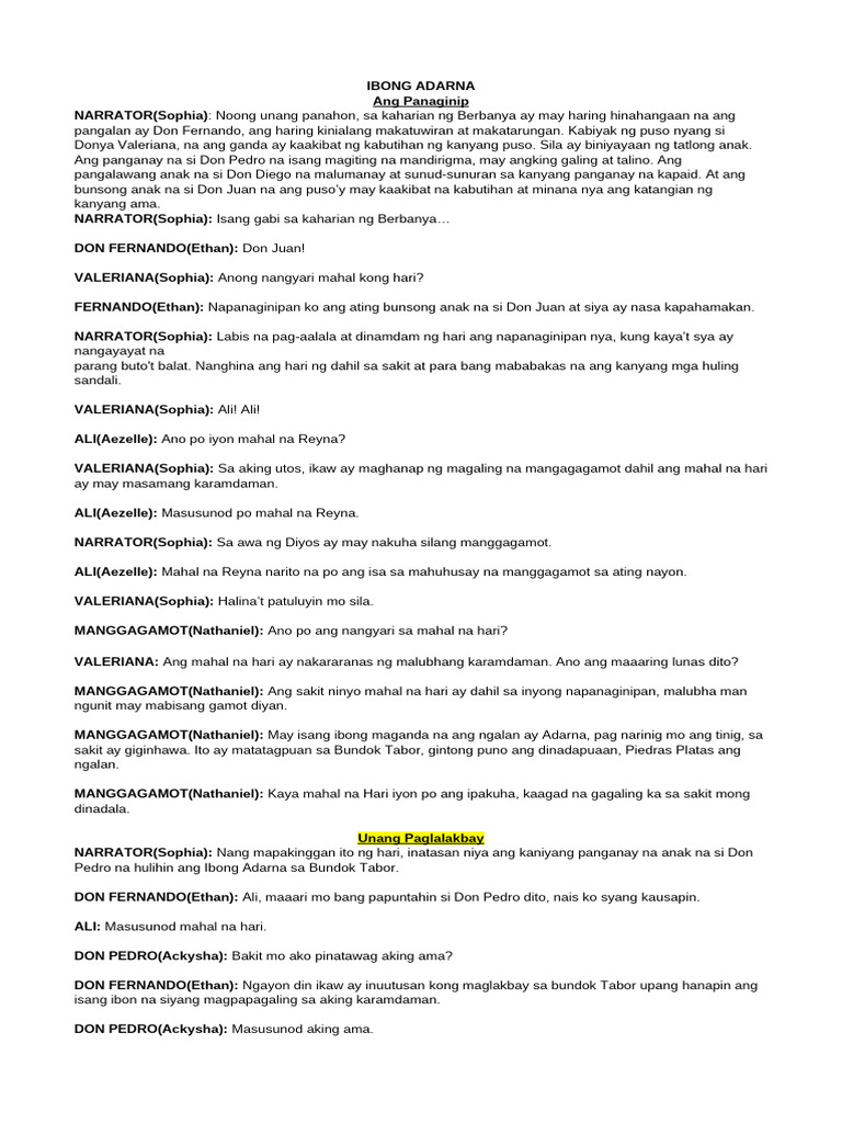 Ibong Adarna Script | PDF