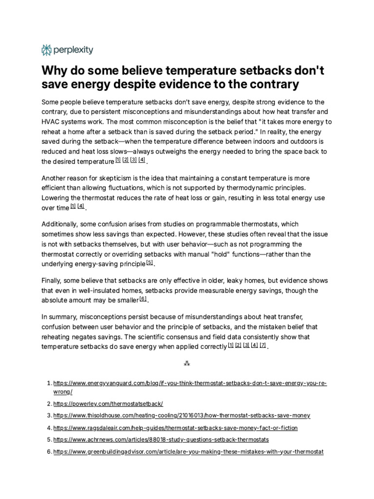 Why Do Some Believe Temperature Setbacks Don't Sav | PDF | Heat ...