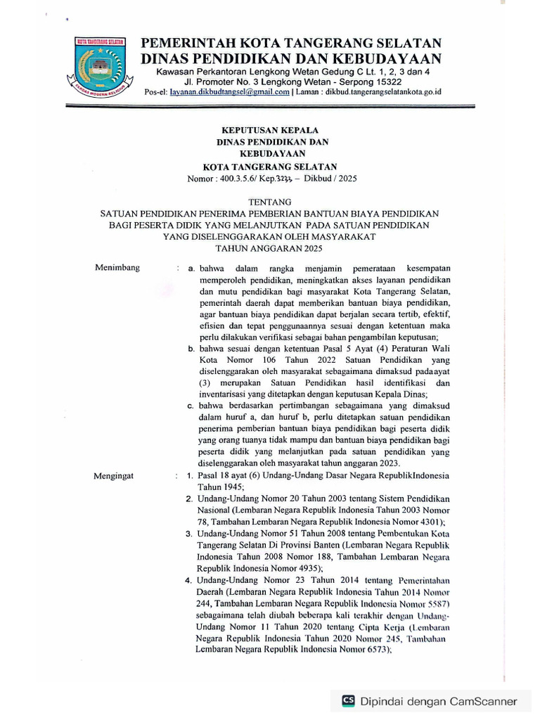 SK Satuan Pendidikan (Pendamping) 2025 | PDF