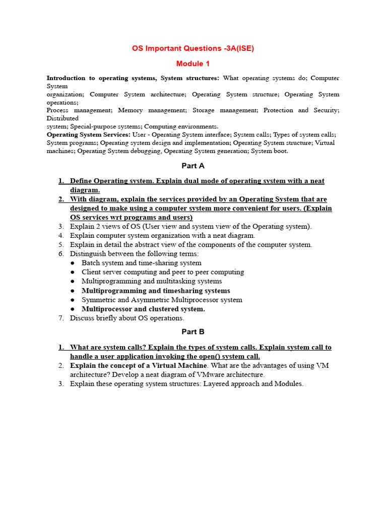 OS Important Questions | PDF | Scheduling (Computing) | Operating System