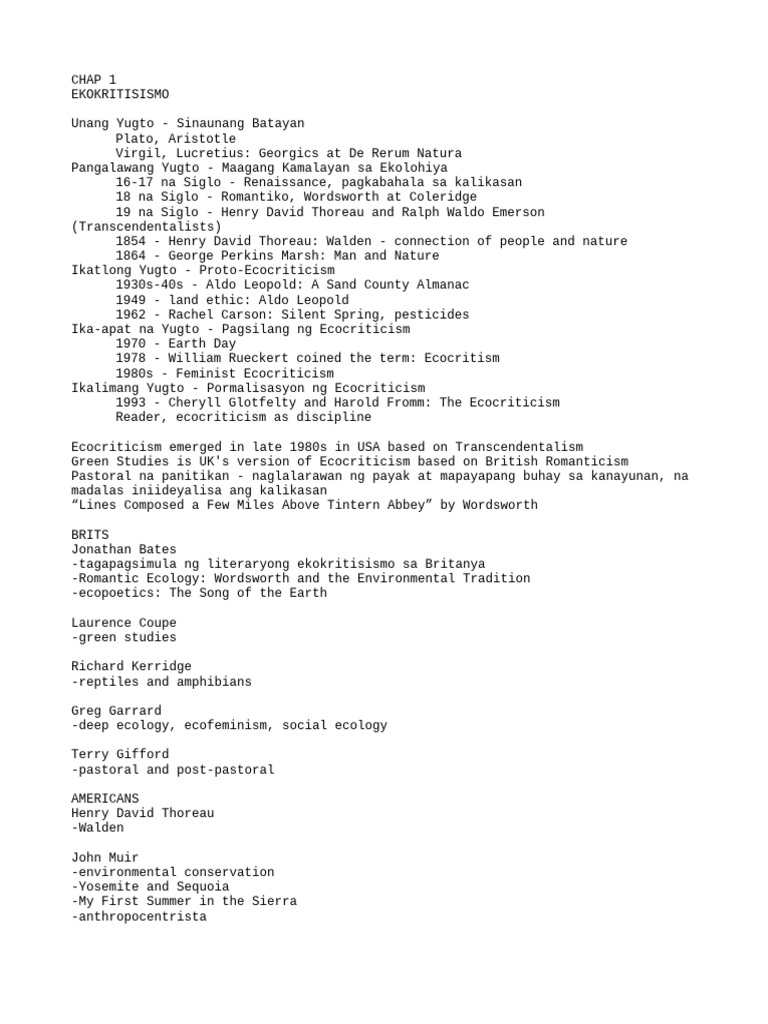 Ekokritisismo Midterm Rev | PDF