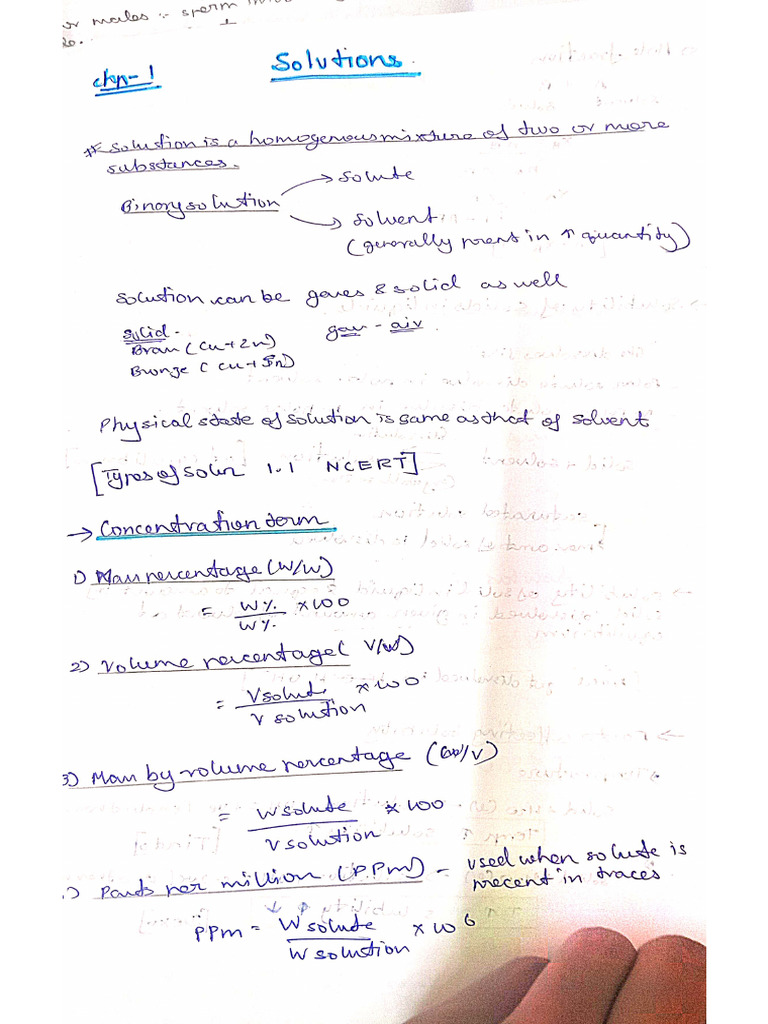 Solutions Class 12 Notes | PDF