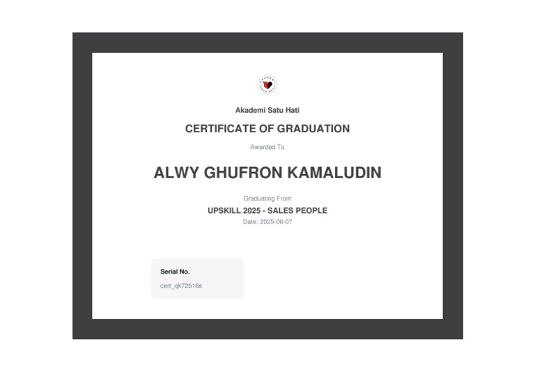 Certificate of Completion For Upskill 2025 Sales People | PDF