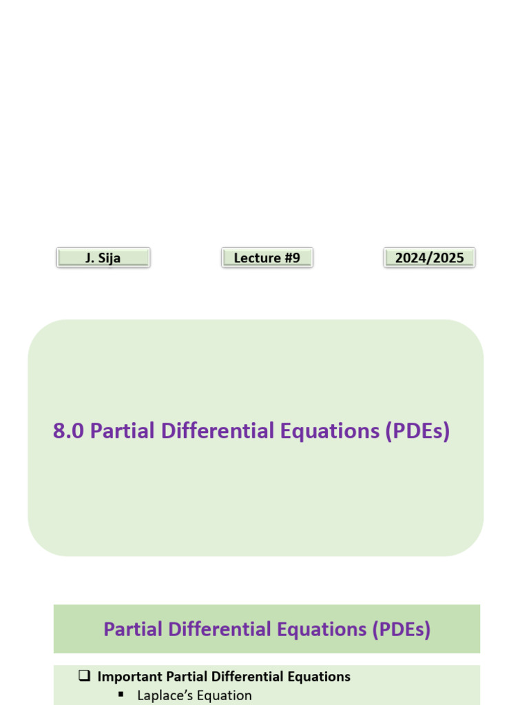 Lecture #9 - Partial Differential Equations-1 | PDF | Partial Differential Equation | Waves