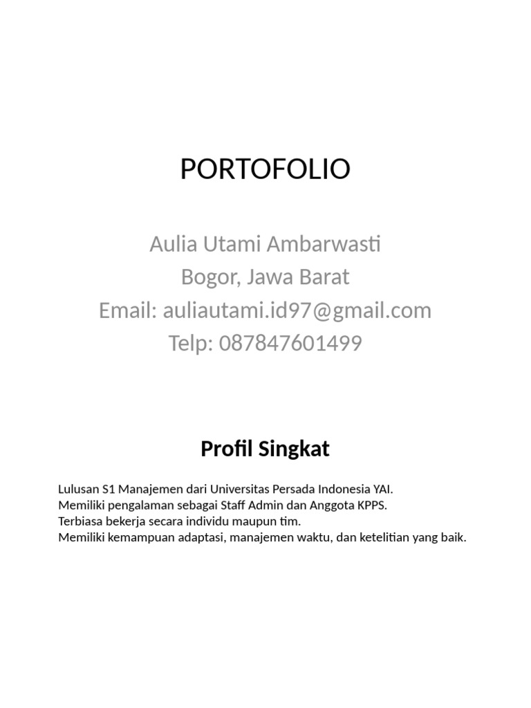 Portofolio_Aulia_Utami | PDF