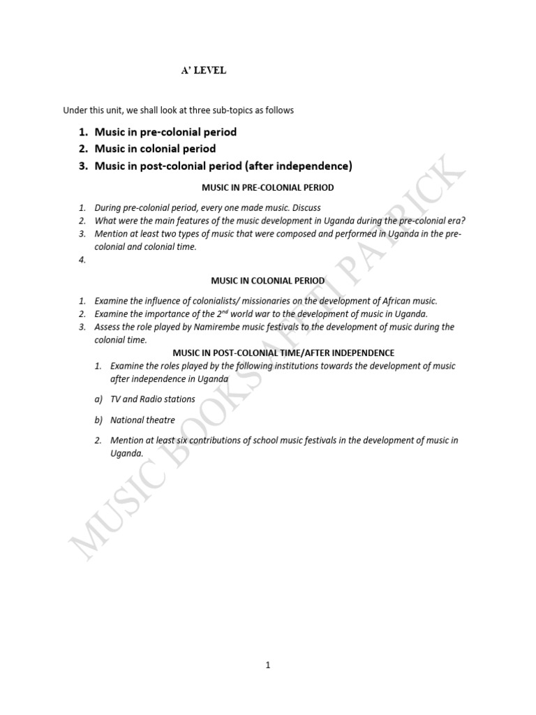 African Music History: Pre-Colonial to Post-Colonial | PDF | Uganda | Hymns