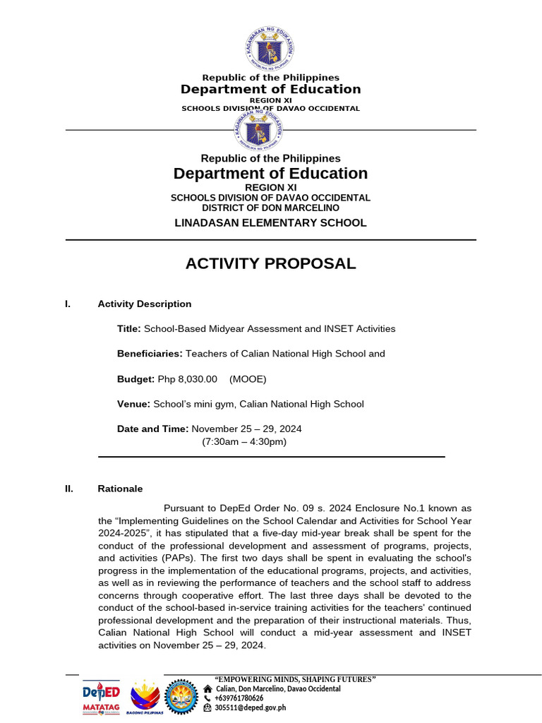 Inset Activity Proposal 2024 | PDF