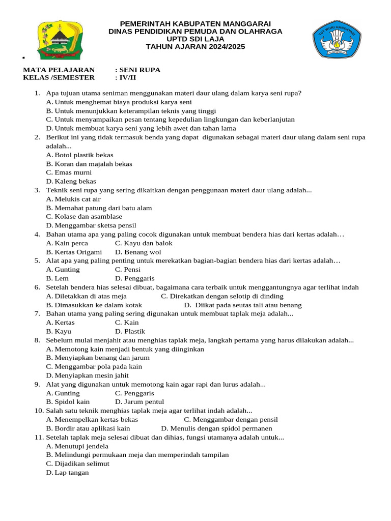 Kegiatan Seni Rupa Kelas IV | PDF