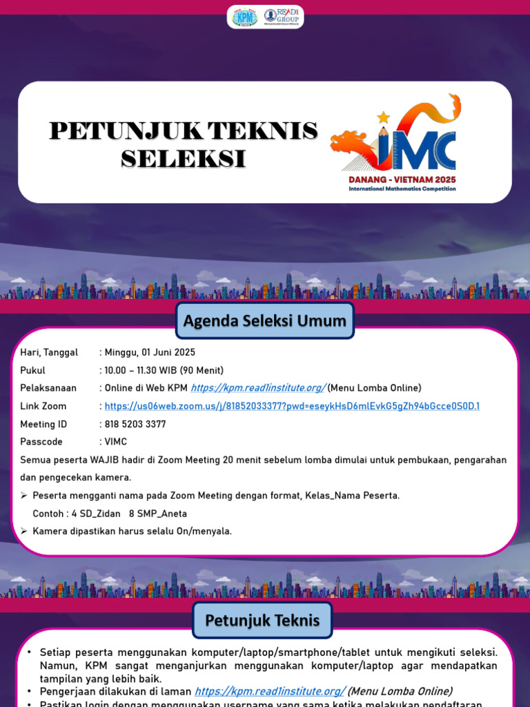 Juknis Seleksi VIMC 2025 | PDF