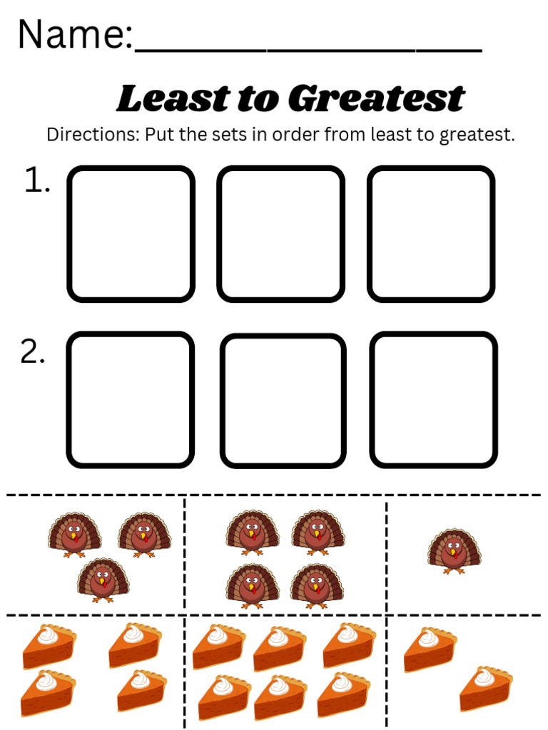 Directions: Put The Sets in Order From Least To Greatest | PDF
