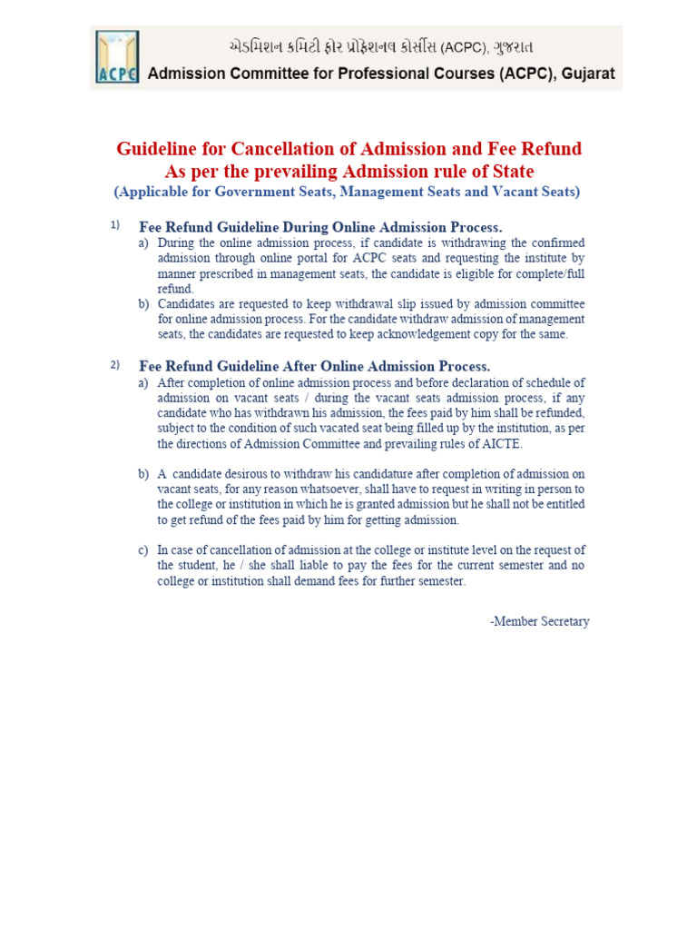 Fee Refund Guide Line1749803497 | PDF