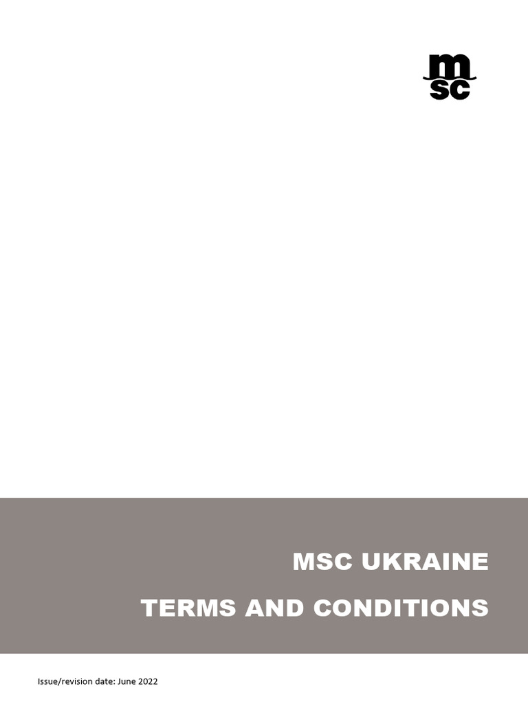 MSC UKRAINE TCs 01062022 | PDF | Bill Of Lading | Cargo