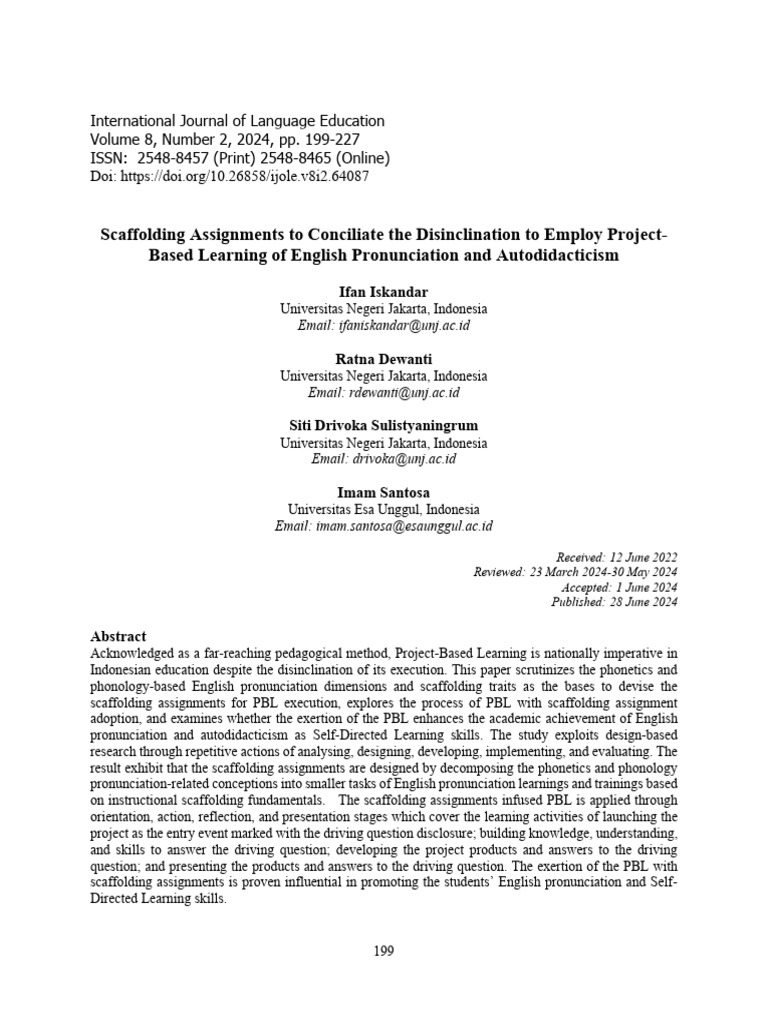 Scaffolding Assignments to Conciliate the Disinclination to Employ ProjectBased Learning of ...