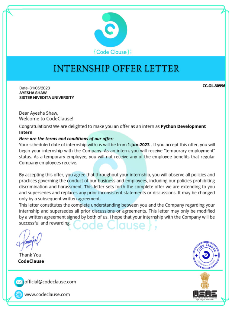 Offer Letter | PDF