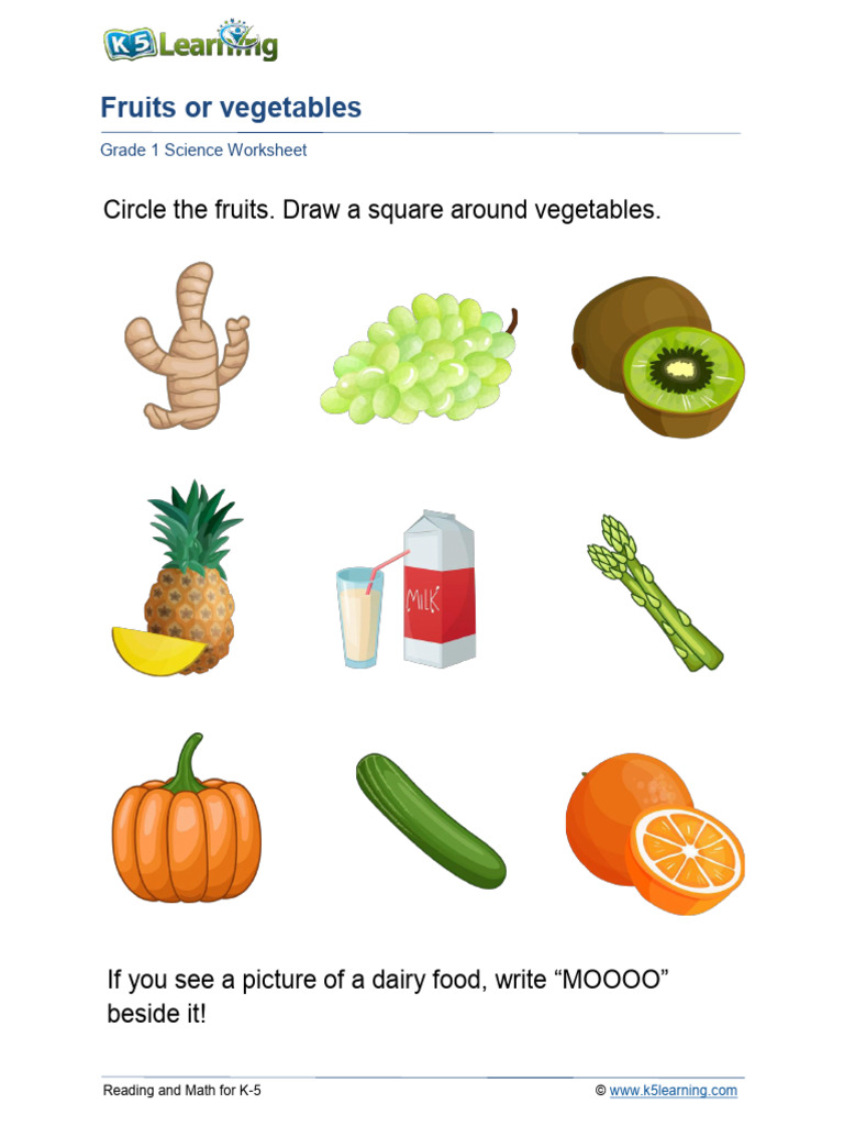 Grade 1 Fruits Vegetables B | PDF
